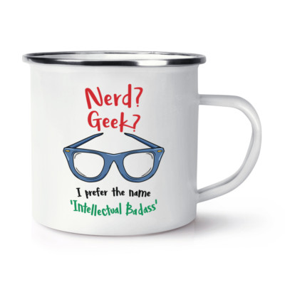 Nerd Geek Intellectual Badass Retro Enamel Mug Cup - Funny | eBay UK