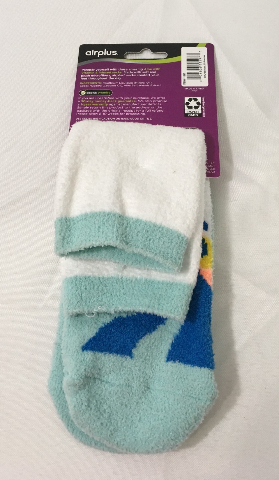 Airplus Women's Aloe Infused Ultra Comfort Socks JM3 Multicolor Size 5 ...
