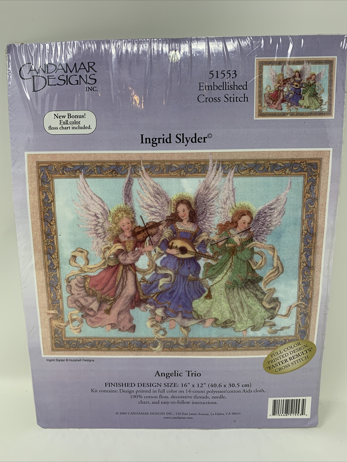 Candamar Designs Angelic Trio Embellished Cross Stitch Kit 51553 16" x ...