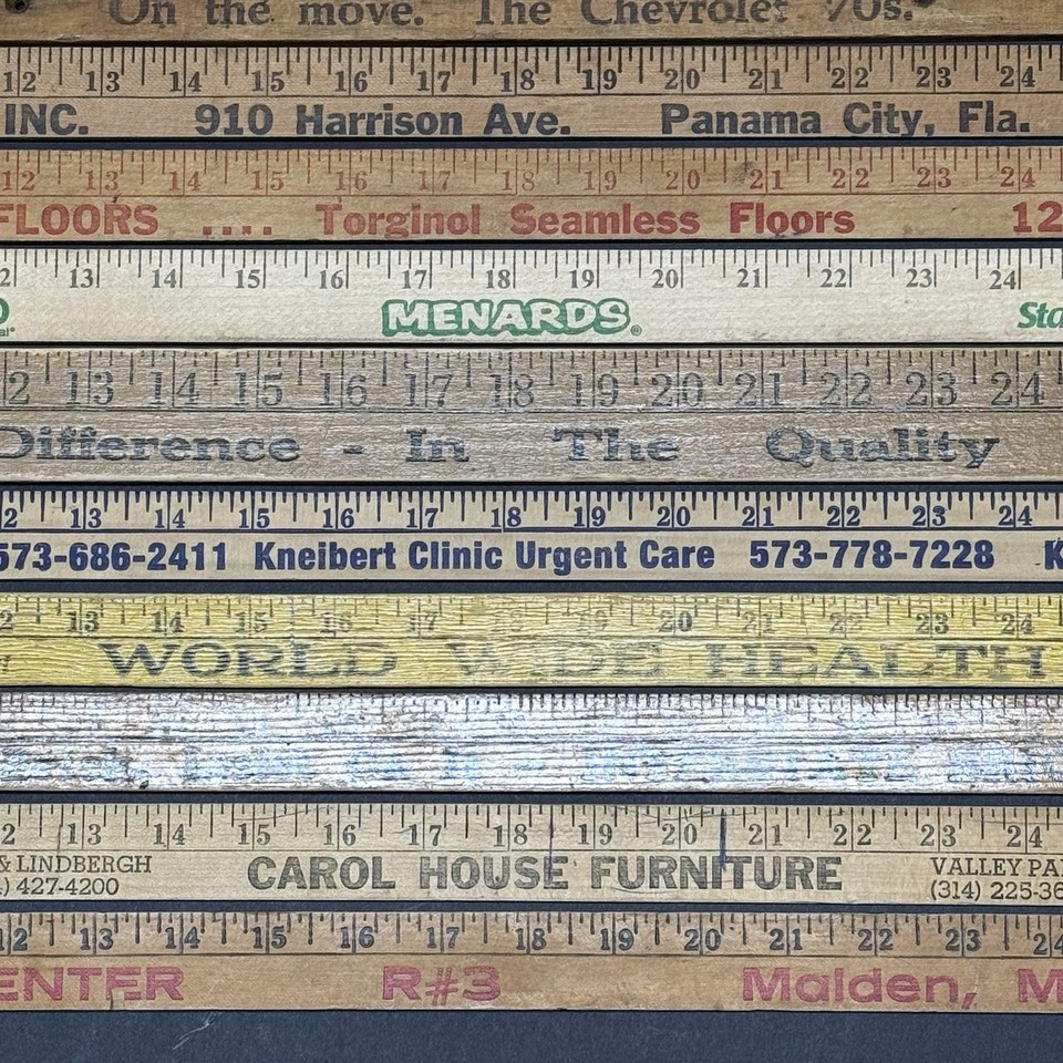 18 Yardstick Wooden Ruler Lot Advertising Sign Color Art Craft Hobby No ...
