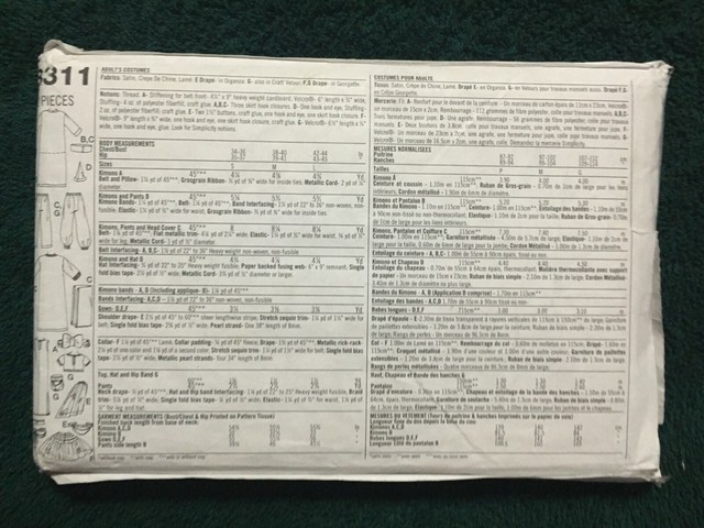 Costume Patterns Simplicity 8311 Genie Wizard S M L Adult Halloween for ...