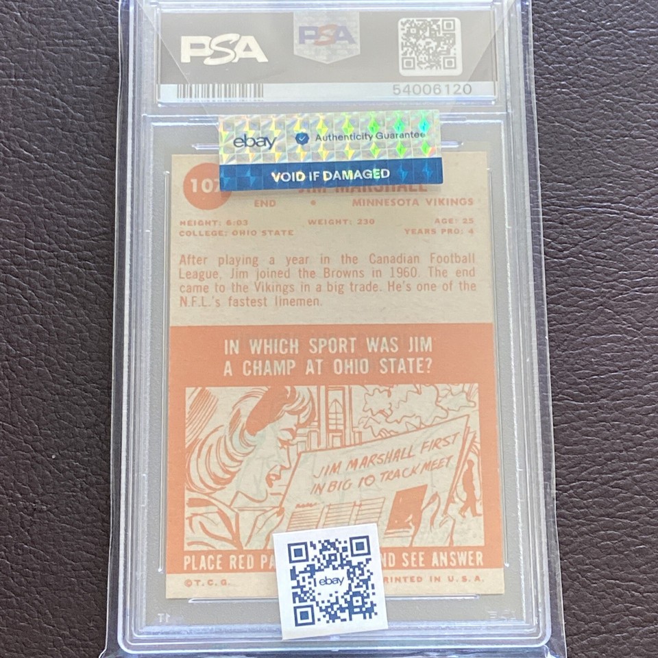 1963 Topps Jim Marshall Rookie PSA 8 | eBay