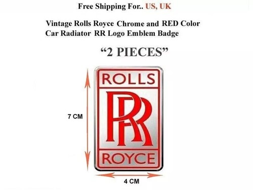 Vintage Rolls Royce Silver RED Color Car Radiator RR Logo Emblem Badge ...