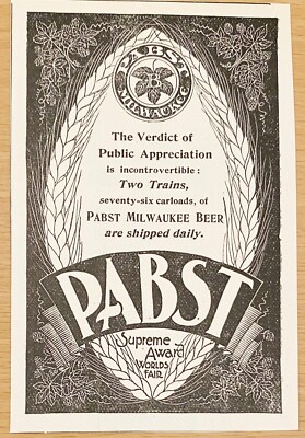 1895 PABST MILWAUKEE BEER World Fair Award Vtg Pre-Pro Art Print ...