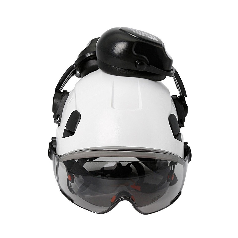Construction Safety Helmet With Visor Built In Goggles Hard Hat Earmuff ...