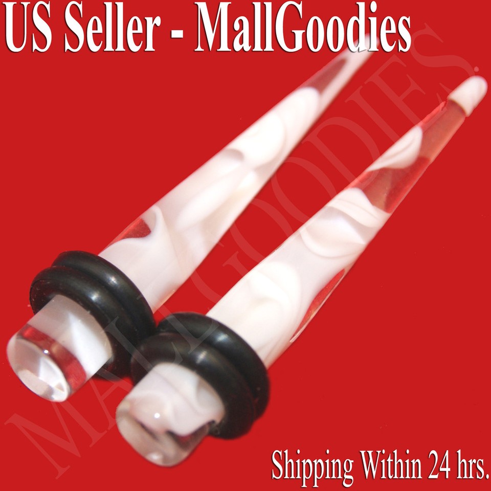 V056 Clear Marble Stretchers Tapers Expanders Plugs 00G Gauges | eBay