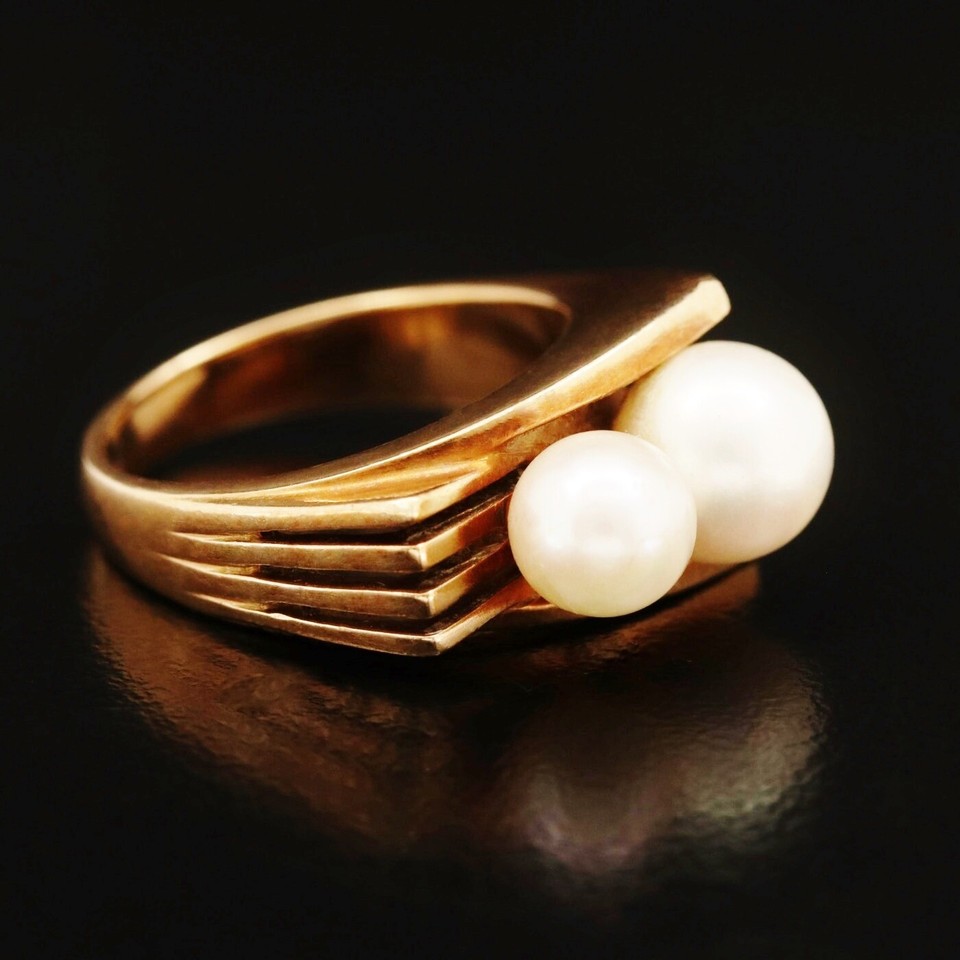 $4950 / Mikimoto designer Ring / 2 Large Mikimoto pearls / 14K gold | eBay