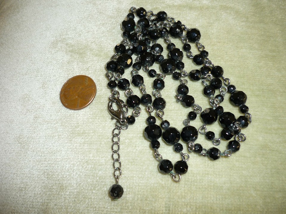 LOVELY OPERA LENGTH VINTAGE BLACK BEADED ADJ. NECKLACE, 32" | eBay