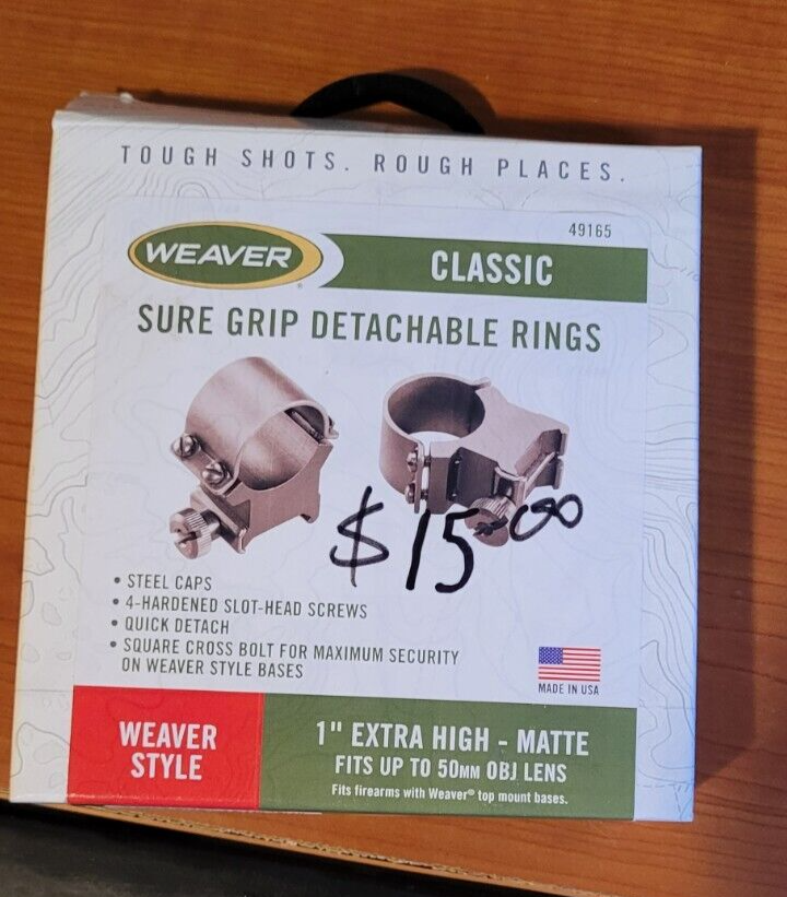 Weaver Mounts 49165 Suregrip Rings 1" Extra High 1" Diameter Matte ...