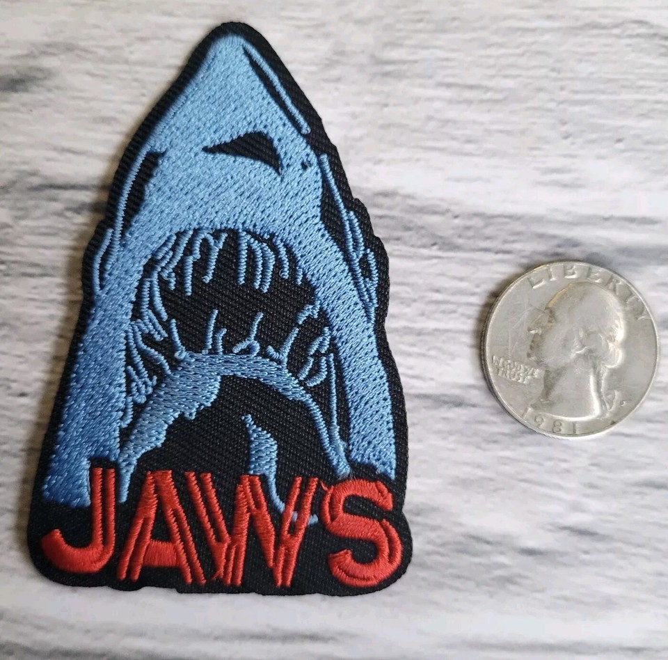 Jaws 80s Horror Shark Movie Great White Shark Retro Embroidered Iron on ...