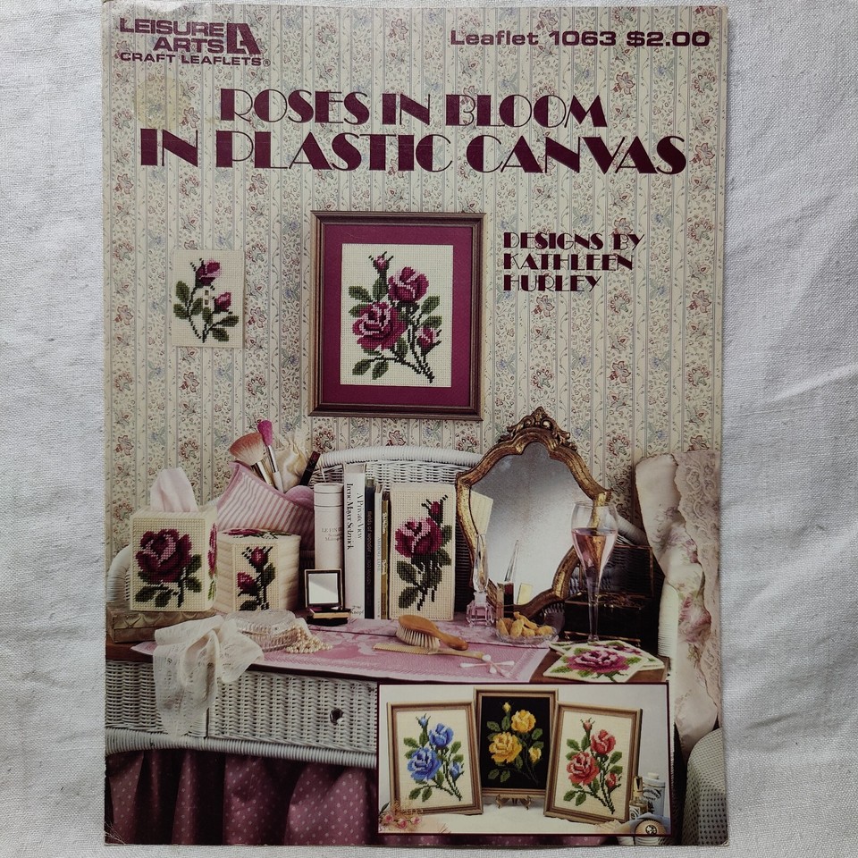 Vtg 1986 ROSES IN BLOOM IN PLASTIC CANVAS Leisure Arts Leaflet 1063 | eBay