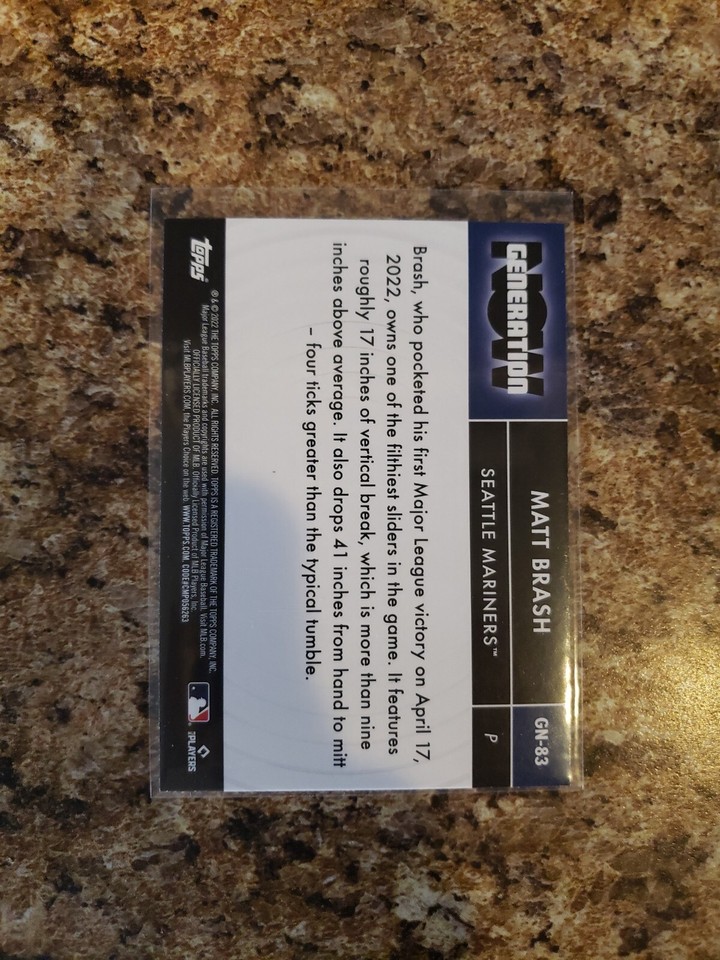 Matt Brash 2022 Topps Update Generation Now # GN-83 RC Seattle Mariners ...