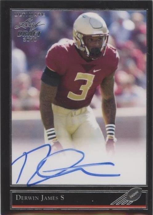 2018 Leaf Ultimate Draft - 92 Leaf Black Gold Autographs Derwin James # ...
