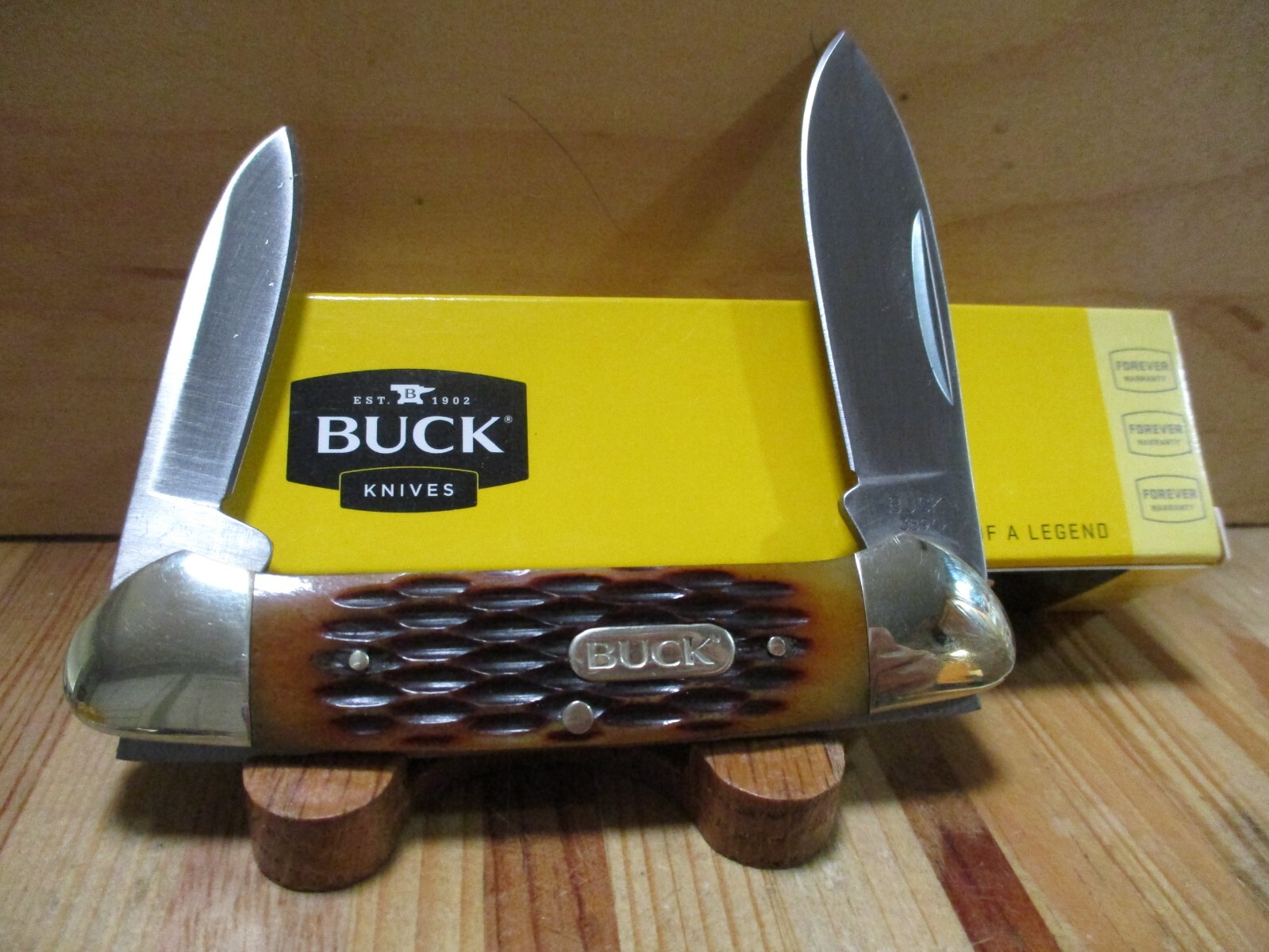 Buck Canoe 389 Folding Pocket Knife With Amber Jigged Handles | eBay