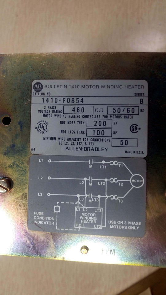 1 NEW ALLEN-BRADLEY 1410-F0B54 MOTOR WINDING HEATER 460V 60HZ NNB ...