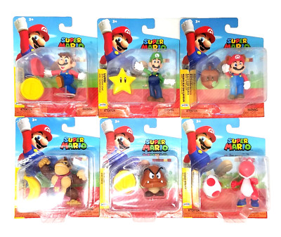 Super Mario Action Figure Set of 6 Donkey Kong Red Yoshi Raccoon Mario ...