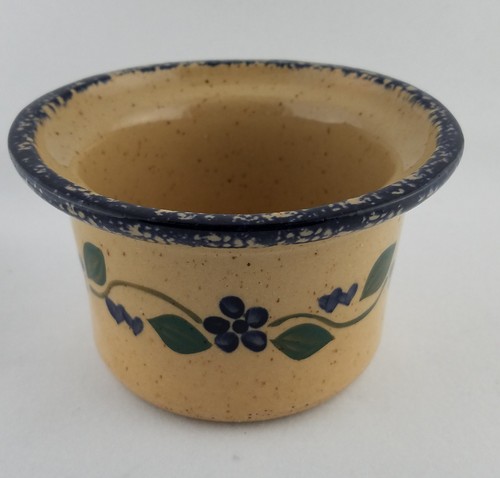Three Rivers Pottery Small Crock,Blue Floral & Sponge, Dated and Marked ...