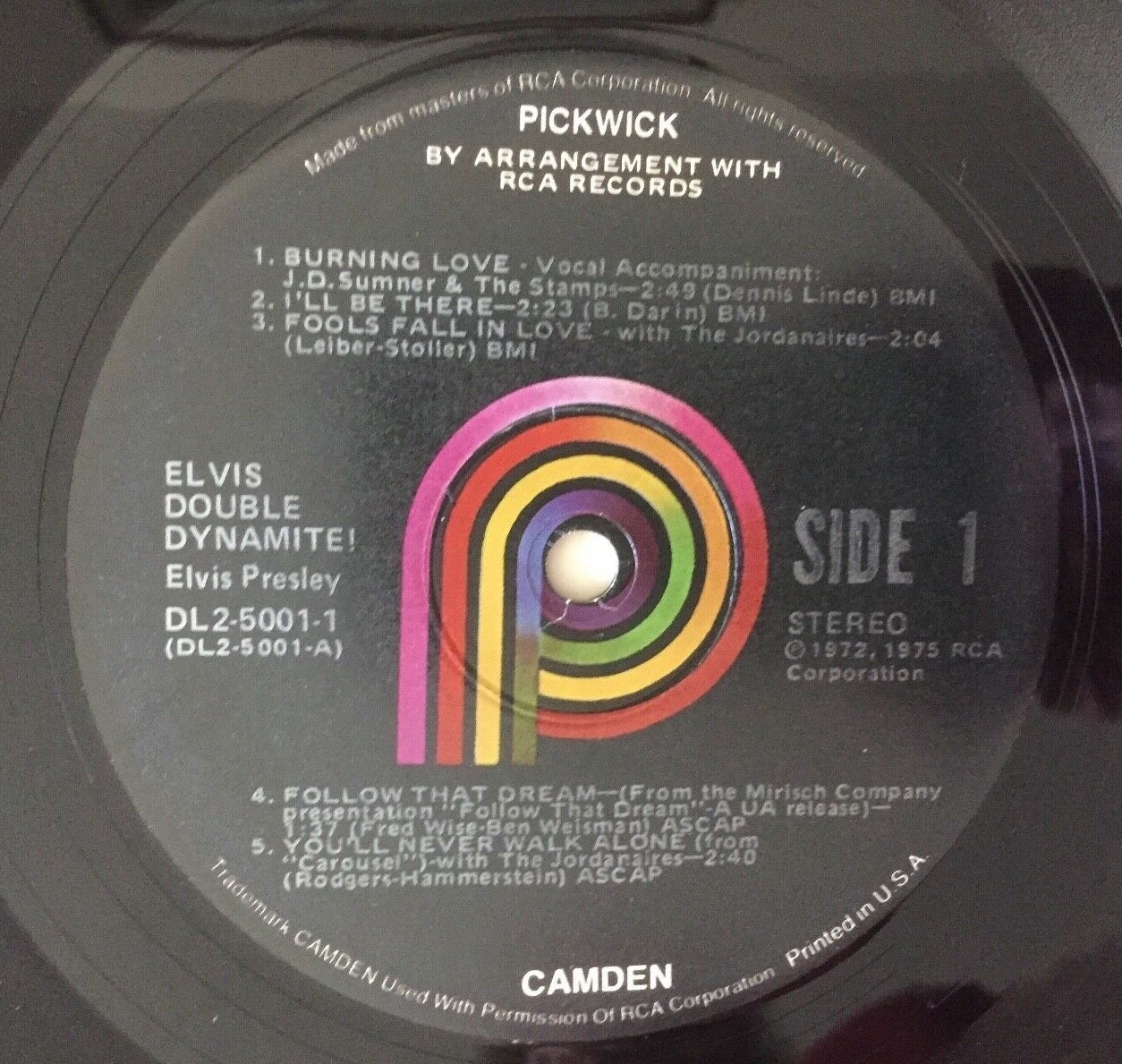 ELVIS PRESLEY "DOUBLE DYNAMITE!" 1975 2 LP SET CAMDEN DL2-5001 STEREO ...