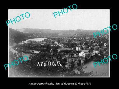 OLD POSTCARD SIZE PHOTO OF APOLLO PENNSYLVANIA VIEW OF THE TOWN & RIVER ...