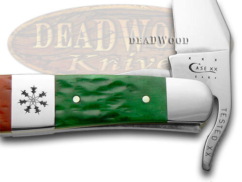 Case xx Russlock Knife Christmas Red & Bright Green Bone Stainless ...