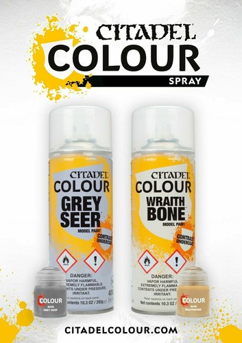 Citadel Colour Spray Paint - Chaos Black - Wraith Bone - Corax White ...