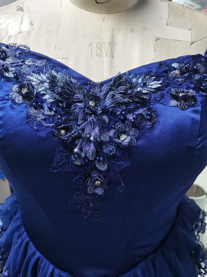 Gothic Halloween Prom Dresses Navy Blue Satin Evening Celebration Ball ...