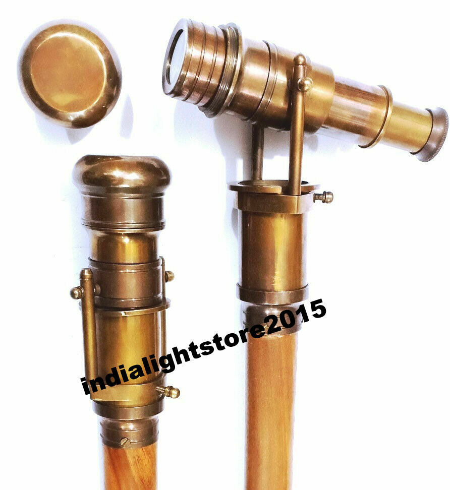 Antique Brass Nautical Telescope Head Handle Design W… - Gem