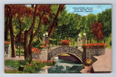 Richmond IN-Indiana, Cobblestone Bridge Glen Miller Park, Vintage c1938 ...