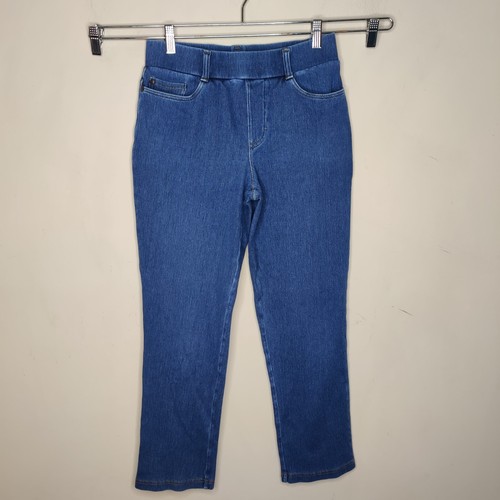 L.L. Bean Womens Pull On Straight Jeans Petite XS Stretch Denim Pockets ...