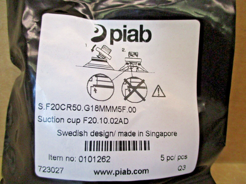 Piab S.F20CR50.G18MMM5F.00 Suction Cup F20.10.02AD Bag of 5 Pieces ...