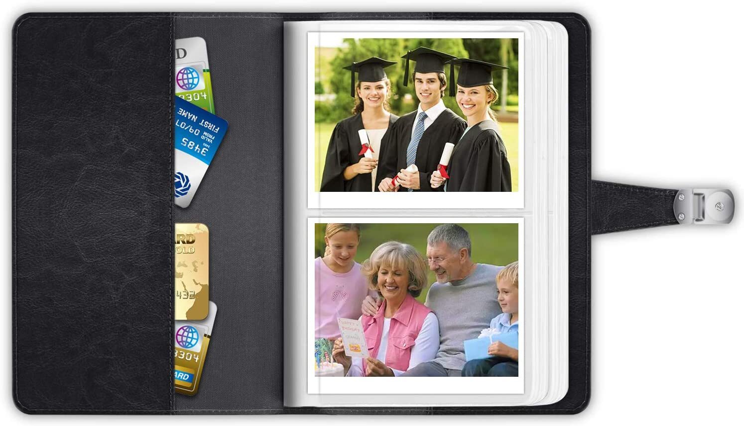 64 Pockets Wallet Photo Album 3.5x4.5 Inch Film Snap Fastener Album for ...