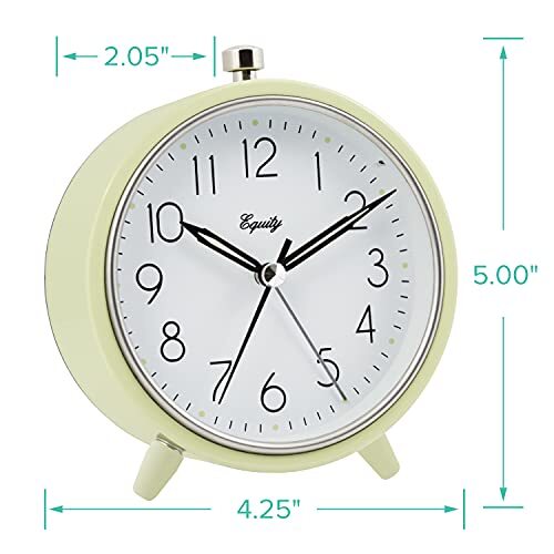 Equity 20090 5 Inch Silent Sweeping Quartz Metal Alarm Clock, Light ...