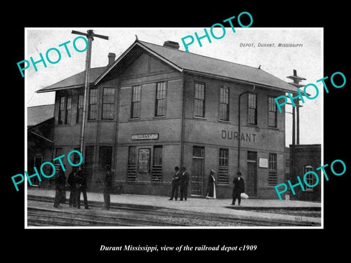 OLD 8x6 HISTORIC PHOTO OF DURANT MISSISSIPPI THE RAILROAD DEPOT STATION ...