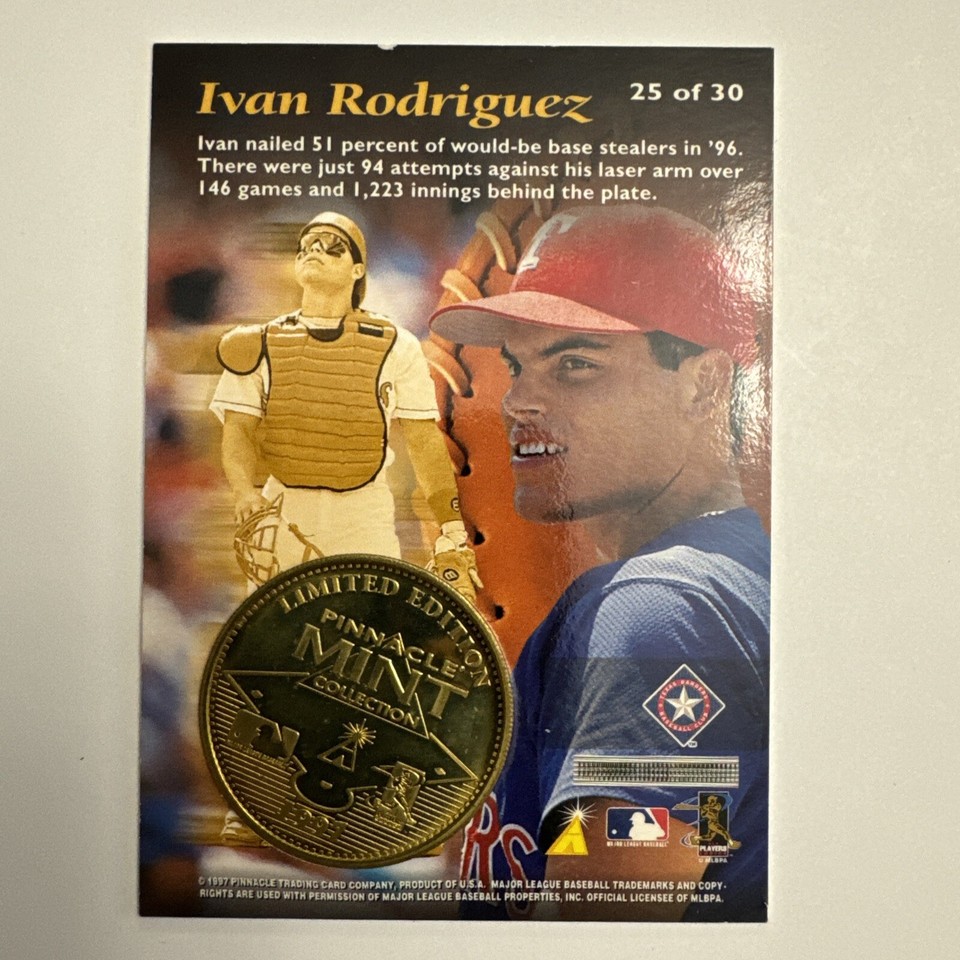 1997 Pinnacle Mint Collection Card Limited Edition Coin Ivan Rodriguez ...