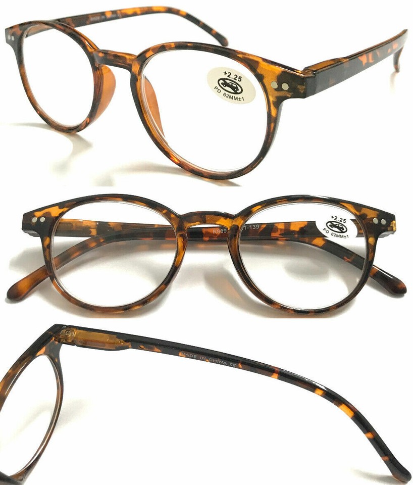 Superb Quality Unisex Reading Glasses Spring Hinges Round Plain Retro ...