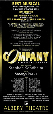 Stephen Sondheim "COMPANY" Adrian Lester / Sheila Gish 1996 London ...