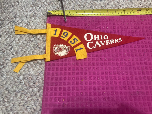 Vintage 1951 Souvenir BANNER Pennant WEST LIBERTY Ohio OH Caverns ...