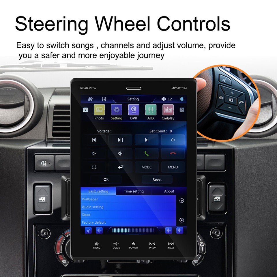 9.5" Movable Vertical Car Radio Apple Carplay Android Auto Car Stereo 1 ...