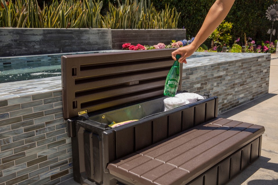 36" Universal Spa and Hot Tub 2-Steps with Storage Compartments Brown ...