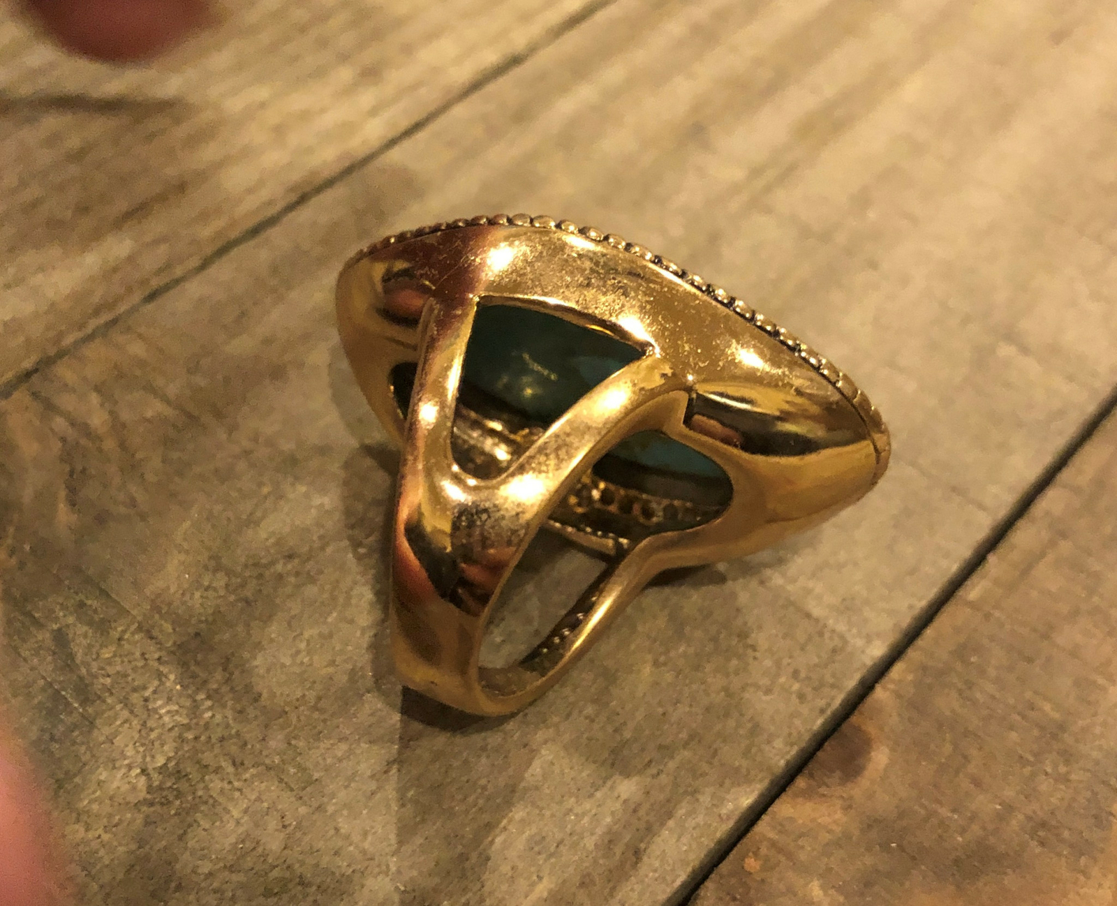 BARSE Thailand Turquoise Roped Detail Bronze Ring, Si… - Gem