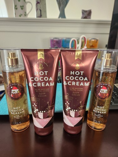Bath & Body Works Set Of 4 Hot Cocoa Body Cream and Fragrance Mist New ...