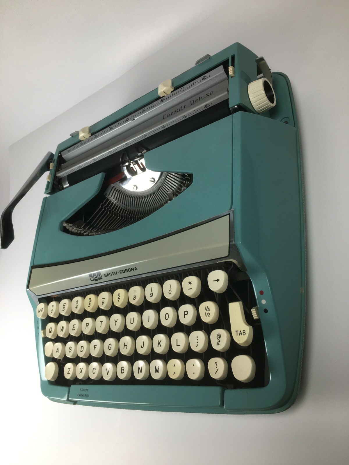 Vintage Smith-Corona SCM Corsair-Deluxe Blue Aqua Portable Typewriter ...