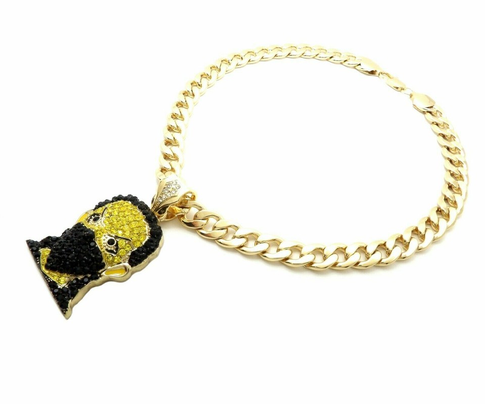 ICED BOONDOCK MASK NINJA GOON PENDANT & 20" 11mm CUBAN CHAIN NECKLACE ...
