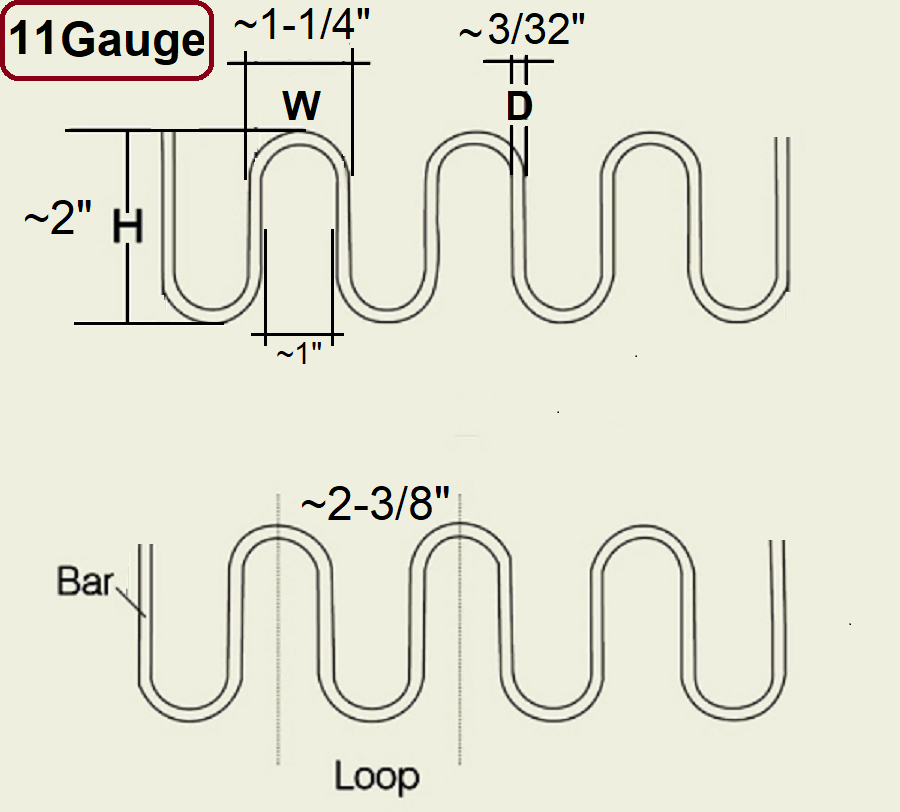 11ga Upholstery (No Sag Spring) Zig Zag furniture Springs 15-20-25-35 ...