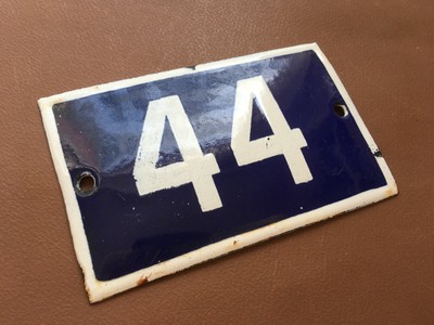 ANTIQUE VINTAGE ENAMEL SIGN HOUSE NUMBER 44 BLUE DOOR GATE STREET SIGN ...