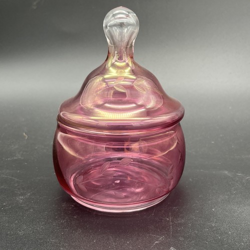 Vintage Princess House Crystal Heritage Pink Glass Candy Dish Purple ...