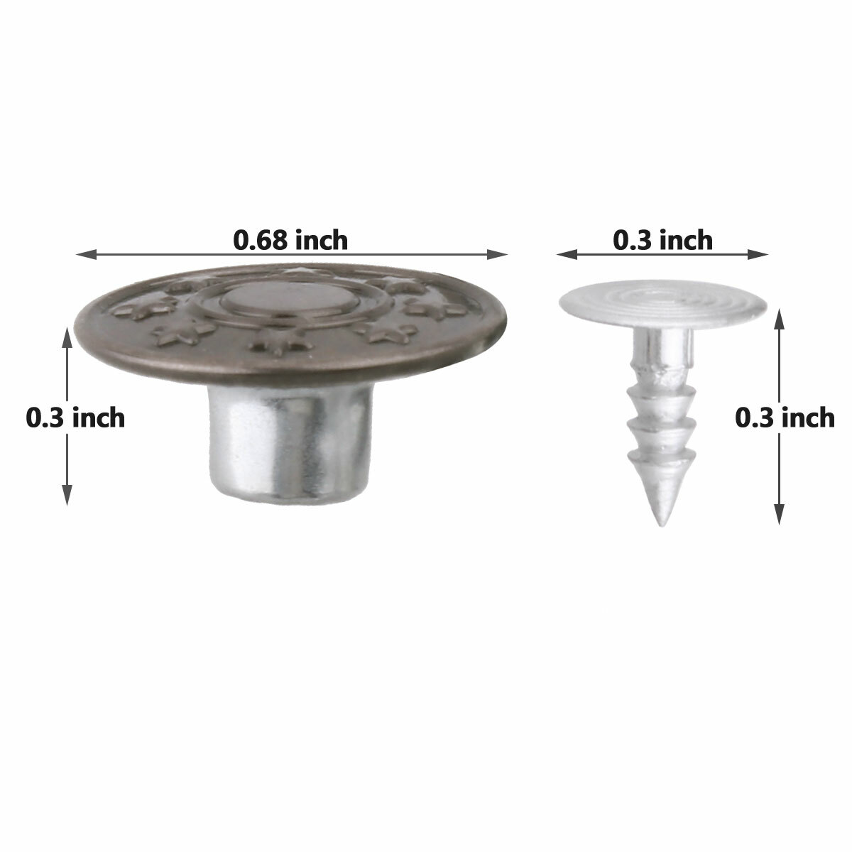 50 Set Metal Denim Jeans Tack Snap Buttons Rivet Repair Replacement+Box ...