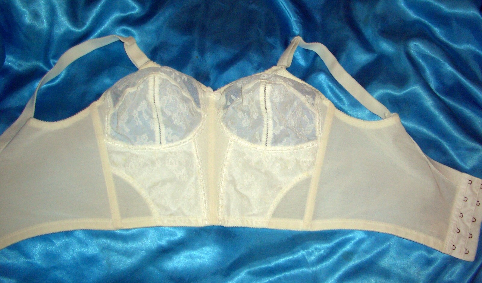 TRIUMPH DOREEN sexy Vintage Mieder Spitzen Long BH 80 C stramm weiß neu ...