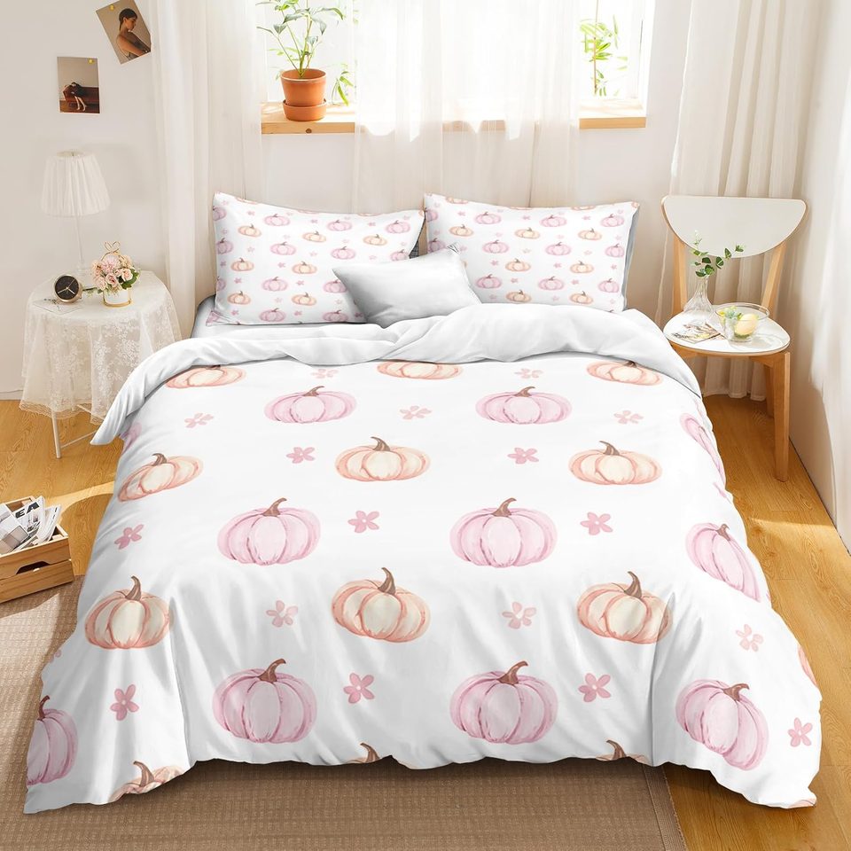 Cartoon Pumpkin Bedding Set King Size Cute Halloween Duvet Cover Set ...