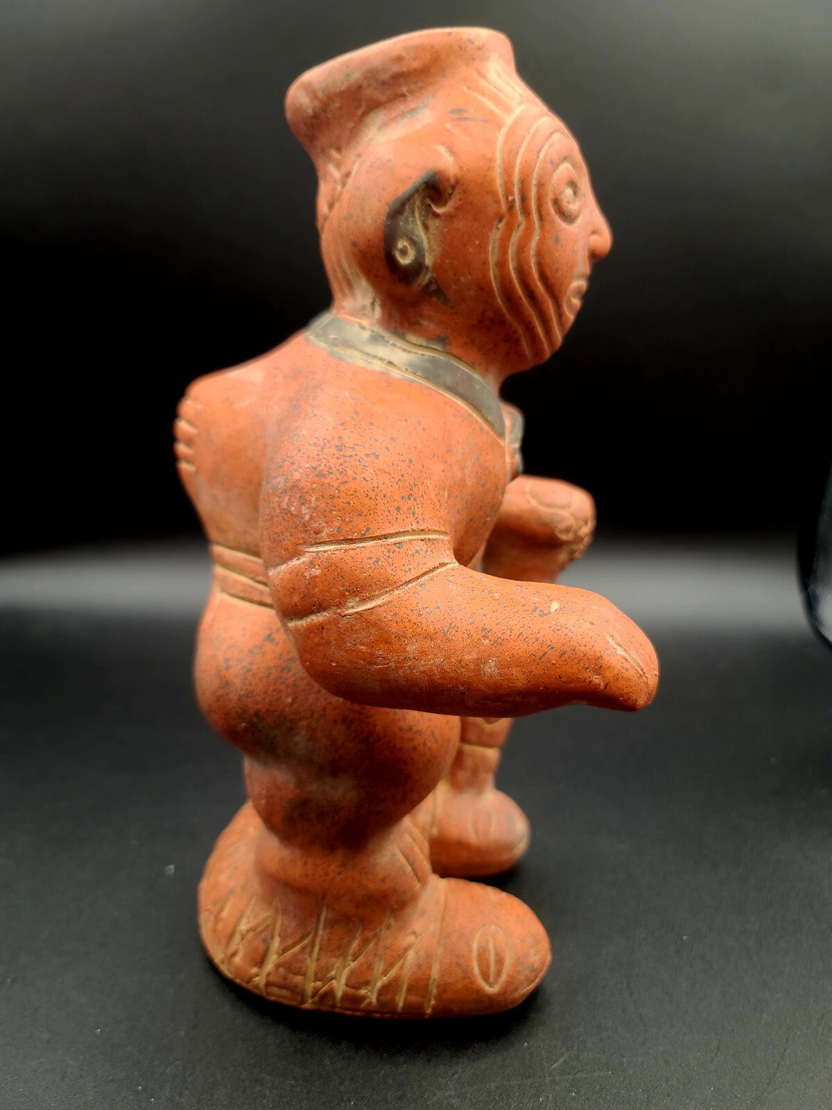 Vintage Terracotta Mexican Pottery Mayan Clay Figure Man Walking Stick ...
